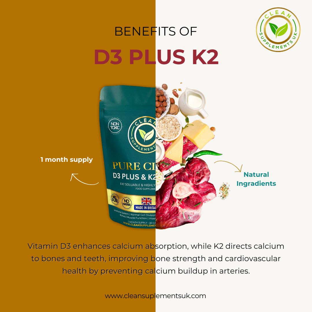 Vitamin D3 & K2 Capsules | 4000IU + MK-7 for Bone, Heart & Immunity ...