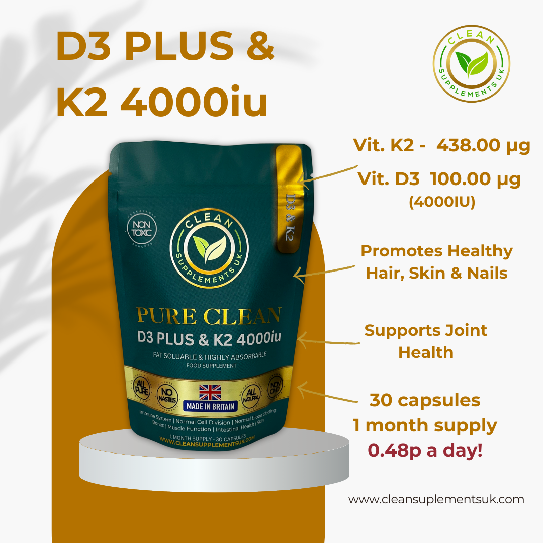 Vitamin D3 & K2 Capsules | 4000IU + MK-7 for Bone, Heart & Immunity ...